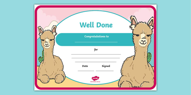 Alpaca Class Award DS Template (profesor hizo) - Twinkl