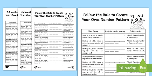 Follow The Rule To Create Number Sequences Worksheets Follow The Rule To Create Number Sequences Worksheets