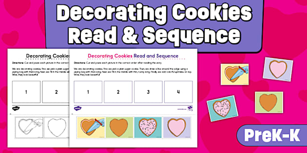 Decorating Cookies Read and Sequence Worksheet for PreK-K