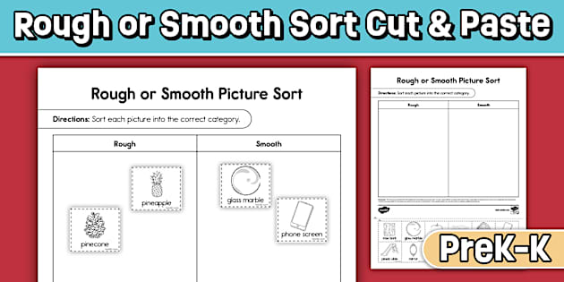 Rough or Smooth Picture Sort Cut & Paste Worksheet for PreK-K