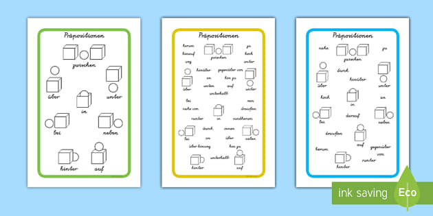 Präpositionen Wortschatz Wort- und Bildkarten