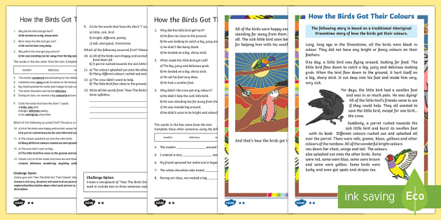 How The Birds Got Their Colours Differentiated Reading