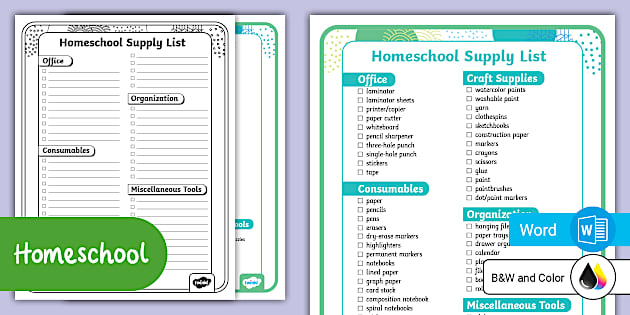 Printable Homeschool Supply List | Twinkl USA
