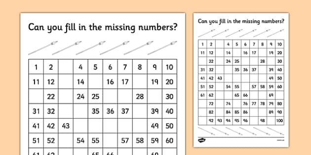 Castles and Knights Missing Numbers Number Square - number square Castles and Knights Missing Numbers Number Square - number square