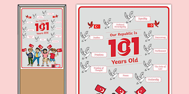 Our Republic Is 101 Years Old | Door Display (teacher made)