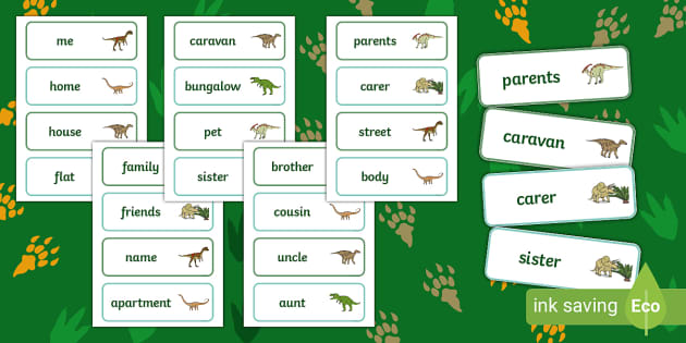 Dinosaur-Themed All About Me Word Cards (teacher made)