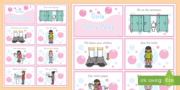 Girls' Potty Pass Lanyard Cards (Hecho por educadores)
