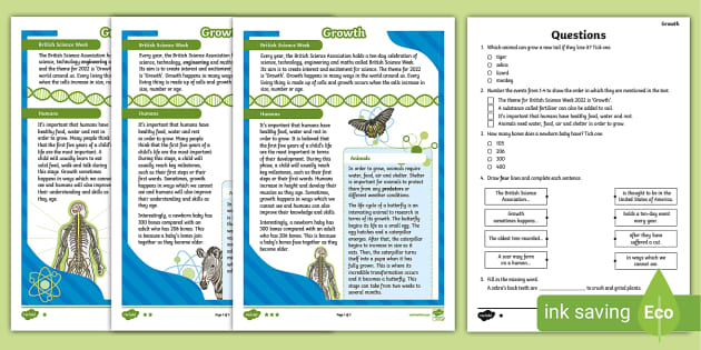 LKS2 British Science Week 2022 Growth Reading Comprehension
