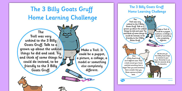 The Three Billy Goats Gruff Home Learning Challenges FS1