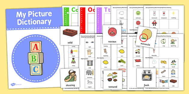 Sensory Vocabulary Picture Dictionary Word Card Set - dictionary