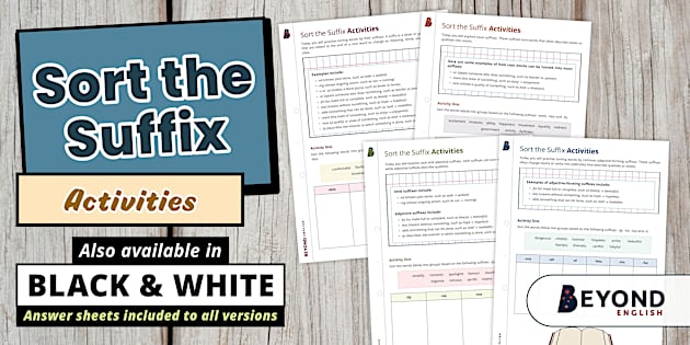 Sort the Suffix - Activity Sheets