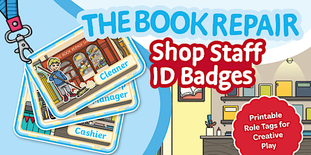 The Book Repair Shop Staff ID Badges