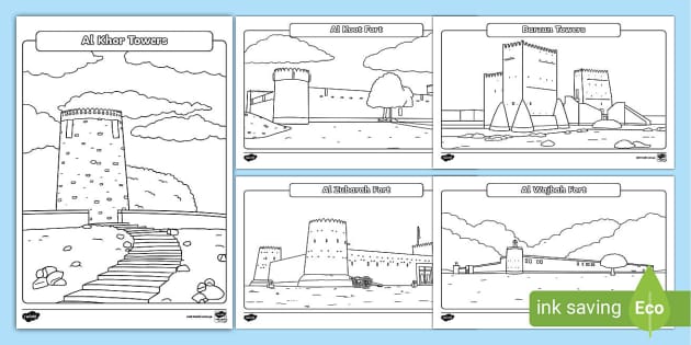 Historical Landmarks of Qatar Colouring Pages (teacher made)