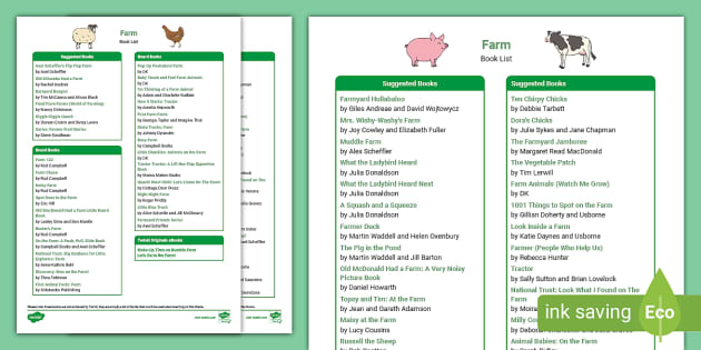 Farm Book List (Hecho por educadores) - Twinkl