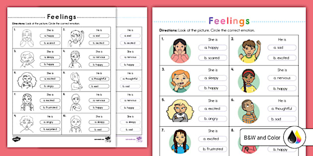 Feelings Worksheet For Ells öğretmen Yaptı Twinkl