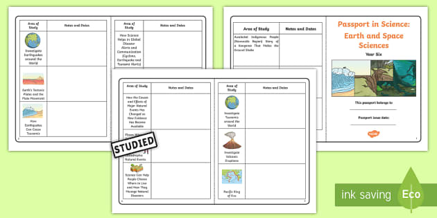Year 6 Earth and Space Sciences Passport Booklet