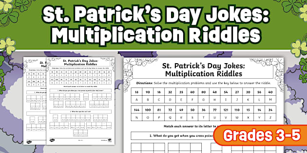 St. Patrick's Day Jokes: Multiplication Riddles for 3rd-5th Grade