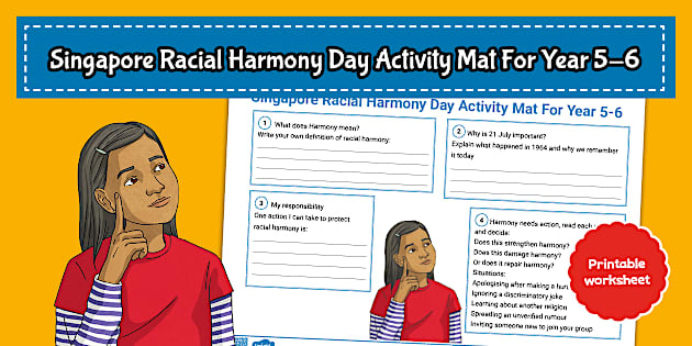 Singapore Racial Harmony Day Activity Mat for Year 5–6 | Citizenship