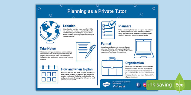 Planning as a Private Tutor Infographic - Twinkl