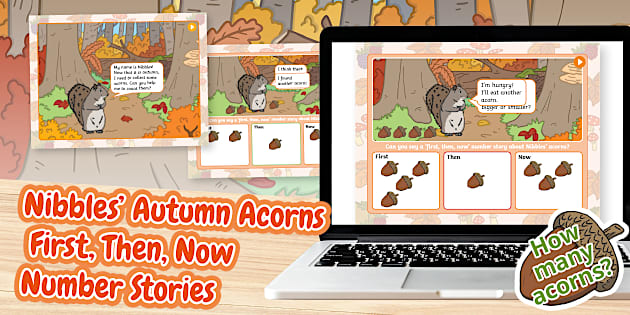 👉 Autumn Word Problems First, Then, Now PowerPoint | Twinkl