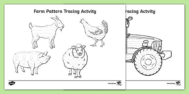Farm-Themed Pattern Tracing Activity (teacher made) - Twinkl