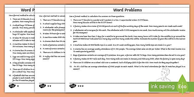 Long Multiplication Word Problems