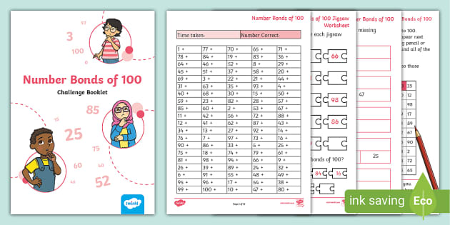 Number Bonds To 100 Challenge Booklet teacher Made Number Bonds To 100 Challenge Booklet teacher Made