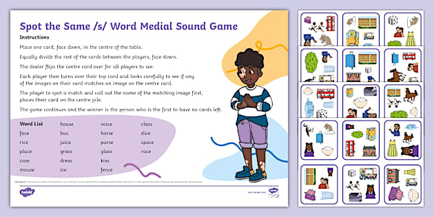 Spot the Same /s/ Word Final Sound Game (teacher made)