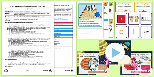 EYFS Maths: Recording Alien Body Parts Whole Class Adult Input Plan and