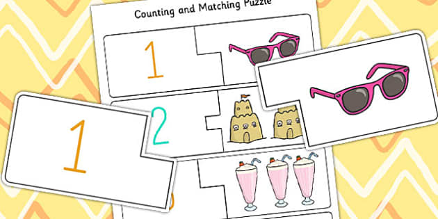 Summer Themed Counting Matching Puzzle (teacher made)