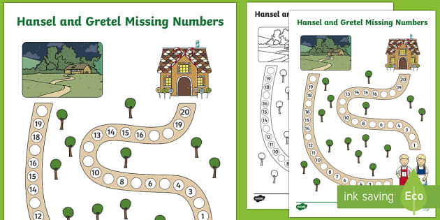 Hansel and Gretel Missing Number Path Worksheet - missing number
