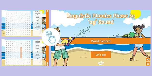 Linguistic Phonics Phase 3a 'ay' Sound Interactive Word Search