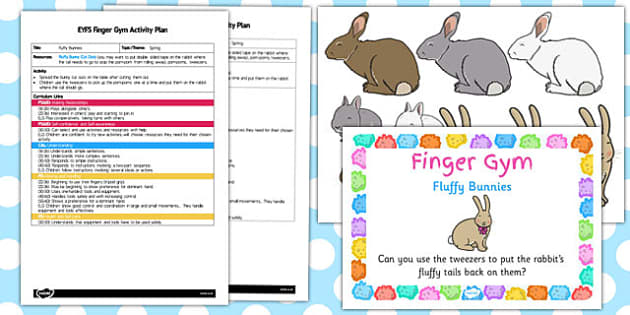 Eyfs Fluffy Bunnies Finger Gym Activity Plan And Prompt Card Pack