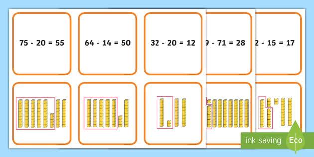Subtracting Two 2 Digit Numbers Dienes Matching Cards subtracting-two-2-digit-numbers-dienes-matching-cards