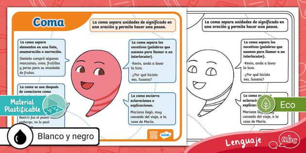 Poster usos coma signos puntuación (teacher made) - Twinkl