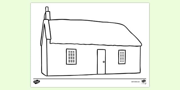 Thatched Cottage Colouring Sheet (professor feito) - Twinkl
