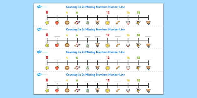 Counting in 2s Missing Numbers Number Line (teacher made)
