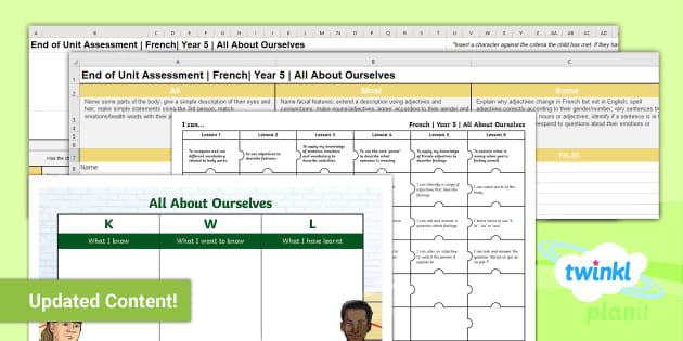 PlanIt Year 5 French Assessment: All About Ourselves