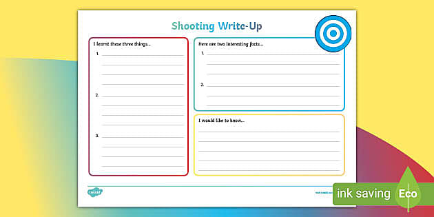 Shooting Write Up Worksheet / Worksheet (teacher made)