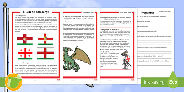 Comprensión lectora: El día de San Jorge - Twinkl