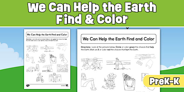 We Can Help the Earth Find and Color Worksheet