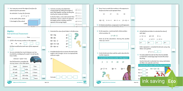 👉 Year 6 Algebra End-of-Unit Assessment (teacher made)