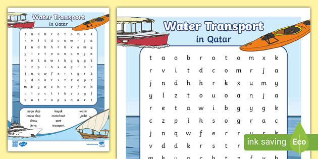 Water Transport in Qatar Word Search (Teacher-Made) - Twinkl