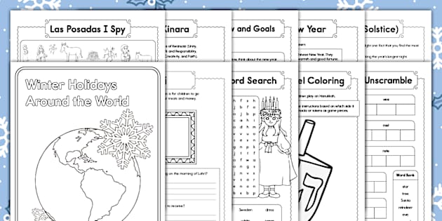 Winter Holidays Around the World Activity Booklet for K-2nd
