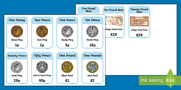 Manx Money Coins and Notes Flashcards (Teacher-Made)