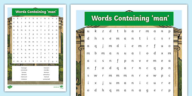 Words with 'Man' Word Search (Teacher-Made) - Twinkl