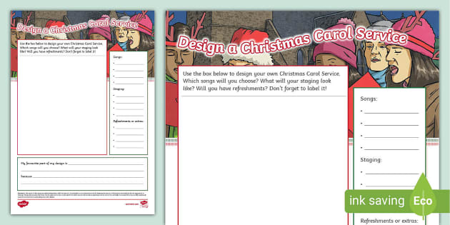 Design a Christmas Carol Service Worksheet (teacher made)