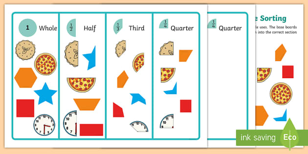 Workstation Pack: Quarters, Halves, Thirds and Wholes Picture Sorting ...