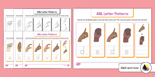 ASL A-D Letter Pattern Activities (teacher made) - Twinkl