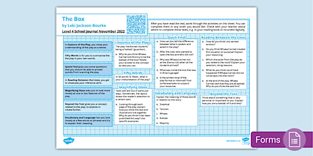Level 4 November 2022 School Journal: The Box (teacher made)
